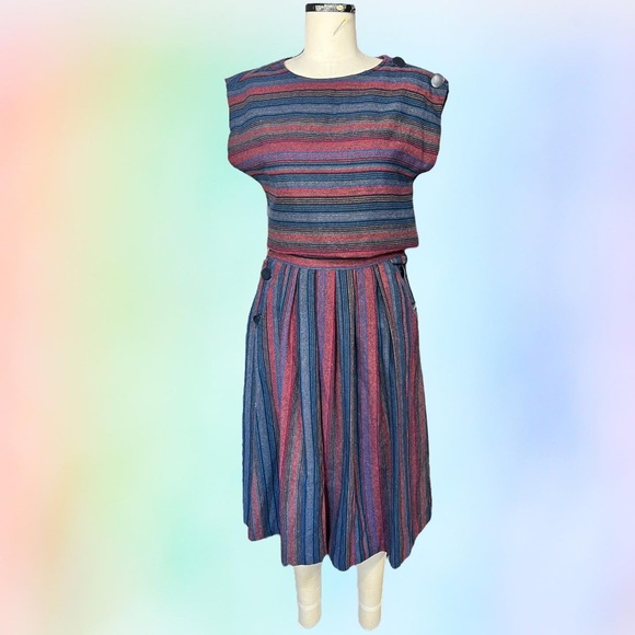 Catch Me | Dresses | Vintage Stripe Matching Set Size Xs | Poshmark